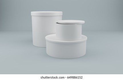 White Round 3d Package Box 3d 스톡 일러스트 649115854