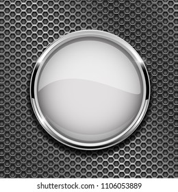 White Round Button Chrome Frame On Stock Illustration 1106053889 ...