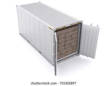 White Shipping Container 3d Rendering 스톡 일러스트 755305894