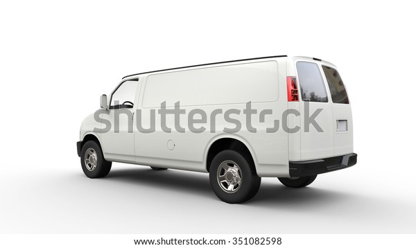 White Van Back View Stock Illustration 351082598