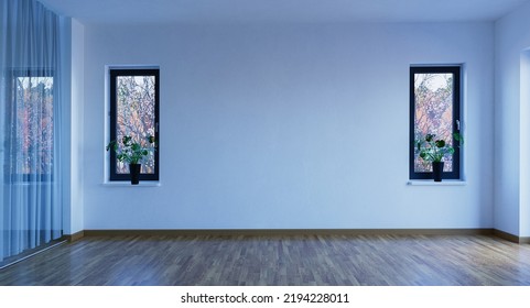 White Wall Empty Room Windows 3d Stock Illustration 2194228011 ...