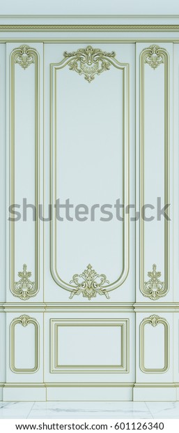 White Wall Panels Classical Style Gilding Stock Illustration 601126340 ...