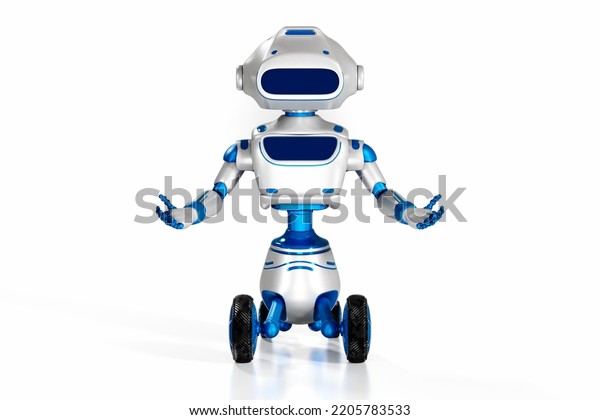 Whiteblue Robot Artificial Intelligence Standing Front Stock ...