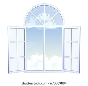 Wide Open Modern Arch Window 3d Stock Illustration 670119298