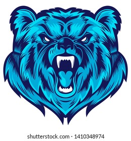 Angry Face Blue Bears Head Stock Vector (Royalty Free) 1430092943