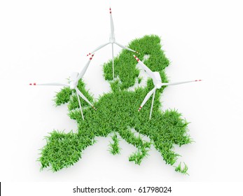 Wind Power Generators On Map Europe Stock Illustration 61798024 ...