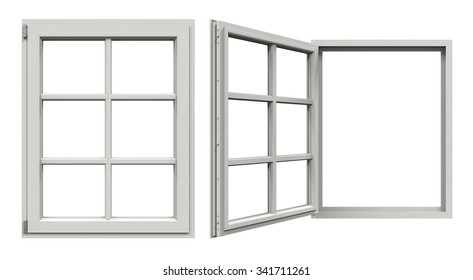 Opened Blank Window Frame Isolated On Stock Illustration 160472153 ...