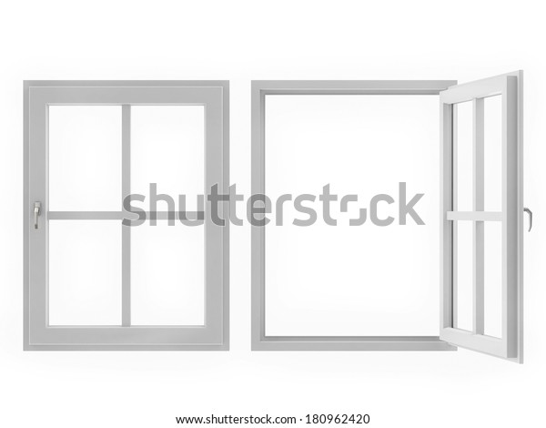 Window Open Closed On White Background Stock Illustration 180962420