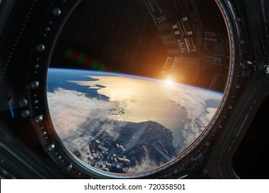 Window View Planet Earth Space Station Stock Illustration 720358501