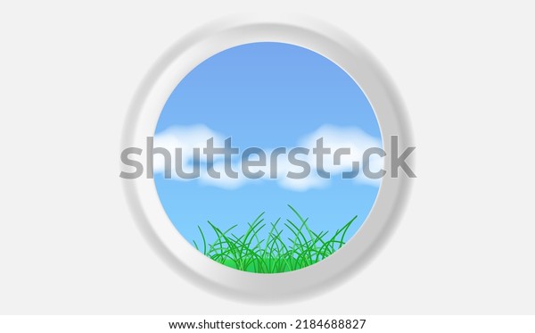 Window Wall Round Window View Blue Stock Illustration 2184688827 ...