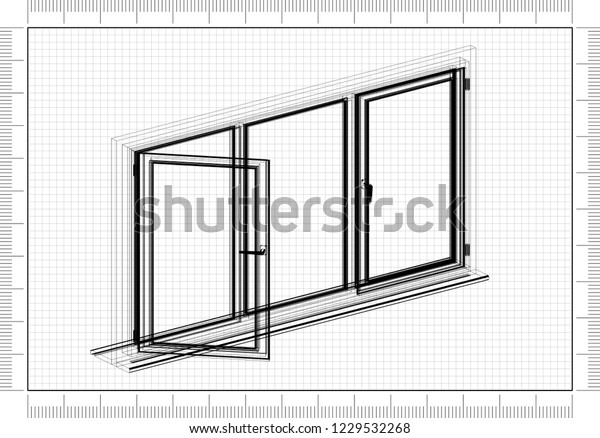 Windows Design Architect Blueprint Stock Illustration 1229532268 ...