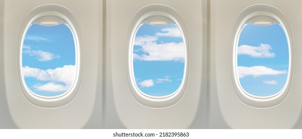 Free Stock Photo of Airplane interior with view through window ...