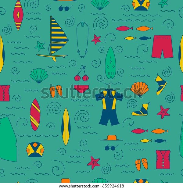Windsurfing Pattern Summer Surf Background Stock Illustration 655924618 ...