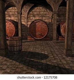 Dark Musty Wine Cellar Full Casks 스톡 일러스트 5294287 | Shutterstock