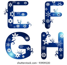 Winter Alphabet Set Letters E H Stock Illustration 93909220 | Shutterstock