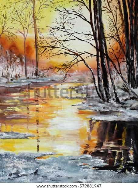Winter Forest Before Spring Snow Stock Illustration 579881947 ...