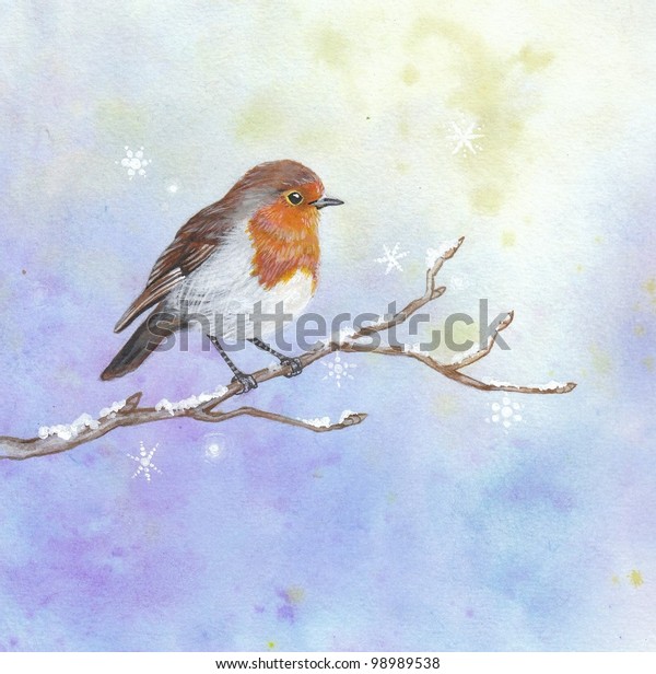 Winter Robin Stock Illustration 98989538