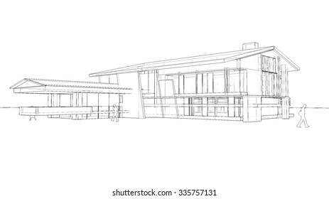 Wire Frame Modern House Stock Illustration 335757083 | Shutterstock
