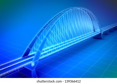 Wireframe 3d Render Bridge Stock Illustration 139366412 | Shutterstock