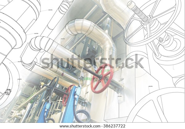 Wireframe Computer Cad Design Pipelines Modern Stock Illustration 386237722