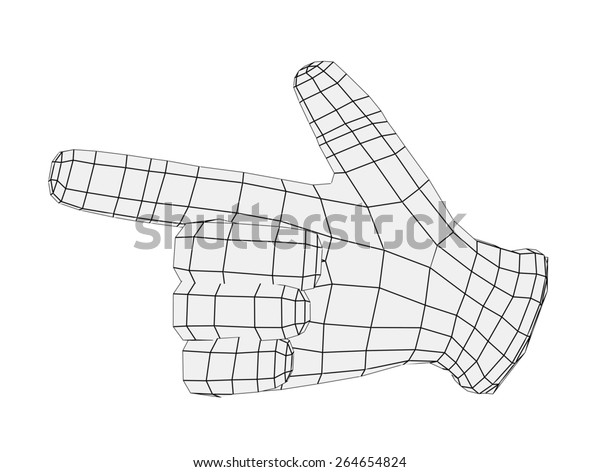 Wireframe Hand Pointing Finger Front View 库存插图 264654824 | Shutterstock