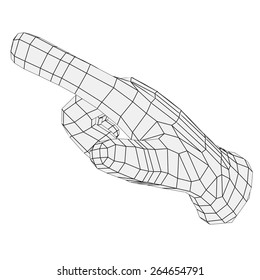 Wireframe Hand Pointing Finger Perspective View Stock Illustration ...