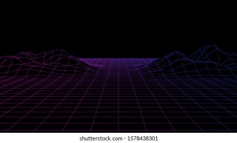 Wireframe Landscape Black Background Stock Illustration 1578438301 ...