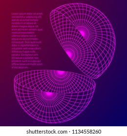 Wireframe Mesh Hemisphere Shell Connection Structure Stock Illustration ...