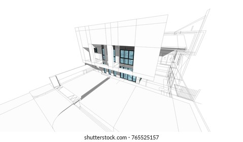 Wireframe Perspective 3d Building Shade Shadow 스톡 일러스트 765525157 ...