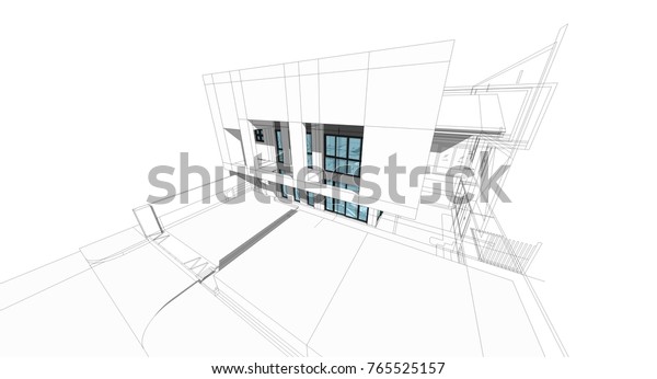 Wireframe Perspective 3d Building Shade Shadow Stock Illustration ...