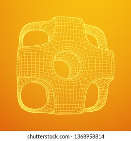 Wireframe Ported Cube Cube Connected Lines Stock Illustration ...