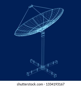 Wireframe Satellite Dish 3d Polygonal Satellite Stock Illustration ...