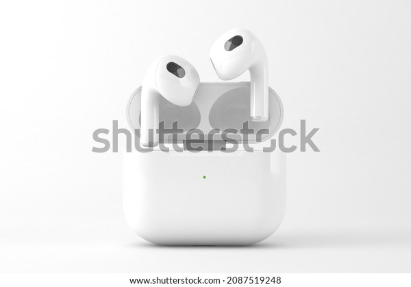 Wireless Earpods White Background 3d Rendering Stock Illustration ...