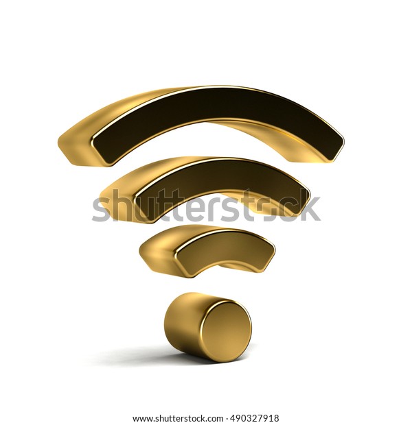 Wireless Wifi 3d Render Isolated Golden Stock Illustration 490327918 ...