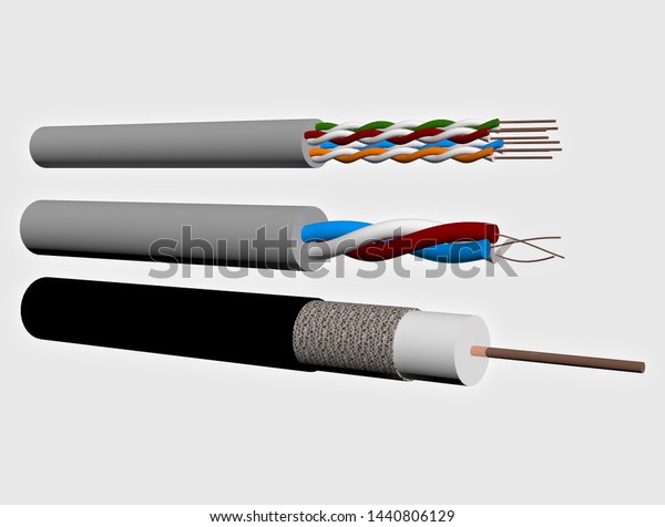 Wires Cables Grey Background Stock Illustration 1440806129 | Shutterstock