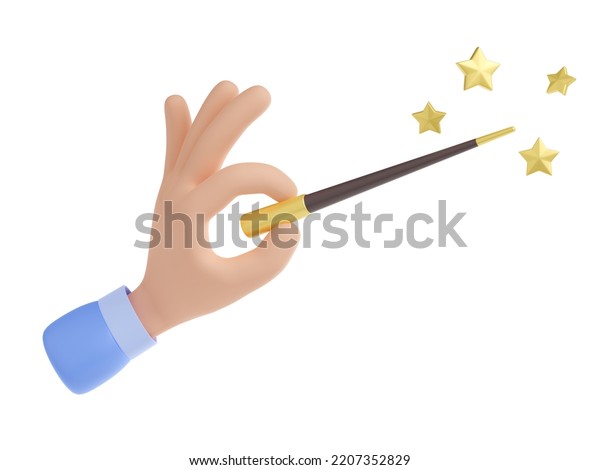 Wizard Hand Hold Magic Wand Golden Stock Illustration 2207352829 ...