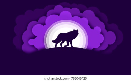 Wolf Background Moon 2d Landscape Background 스톡 일러스트 788048425 ...