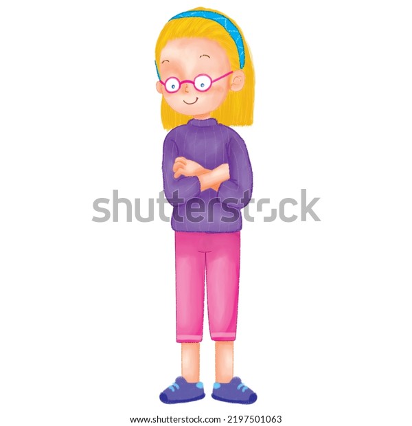 Woman Standing Her Arms Crossed On Stock Illustration 2197501063
