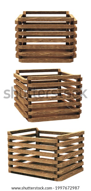 Wooden Box Stack Isolated 3d Rendering Stock Illustration 1997672987 ...