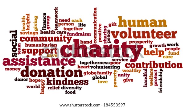 Word Cloud Containing Words Related Charity 스톡 일러스트 184553597