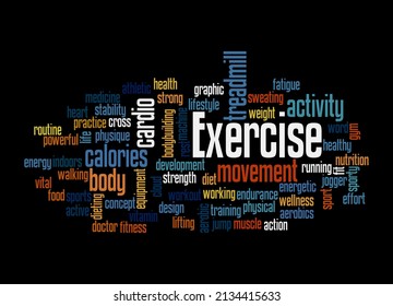Word Cloud Exercise Concept Isolated On Stock Illustration 2134415633 ...