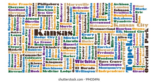 Word Cloud Map Kansas State Stock Illustration 99433496 | Shutterstock