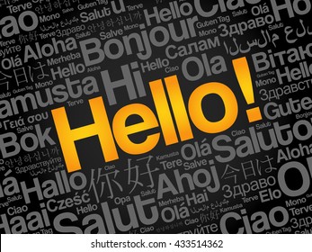 Word Hello Different Languages Presentation Background Stock ...