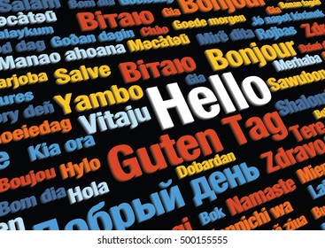 Word Hello Many Languages Word Cloud Stock Illustration 500155555 ...