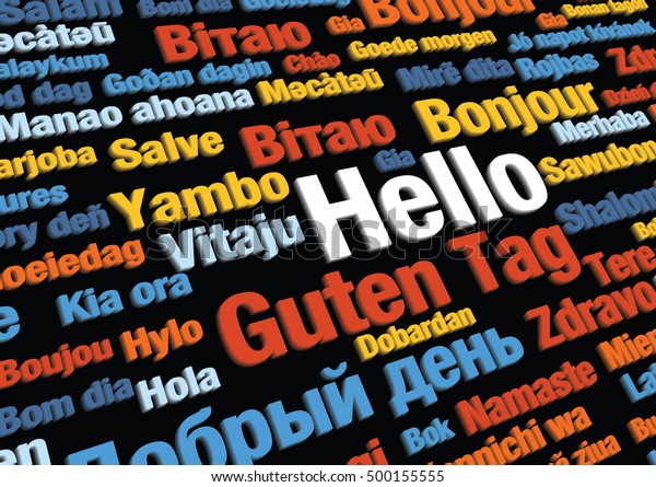 Word Hello Many Languages Word Cloud Stock Illustration 500155555 ...