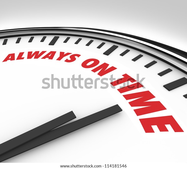 Words Always On Time On Clock Stock Illustration 114181546