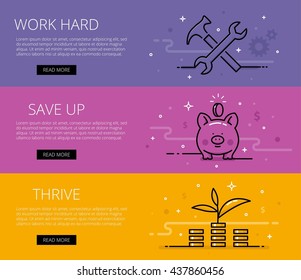 Work Hard Save Thrive Web Banners Stock Vector (Royalty Free) 402385240 ...
