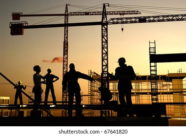 Work On Construction Night: стоковая иллюстрация, 66886528 | Shutterstock