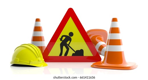 Work Progress Concept Traffic Cones Sign Stock Illustration 661411636 ...