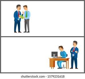 Boss Giving Work Task Praise Good Stock Illustration 1579231510